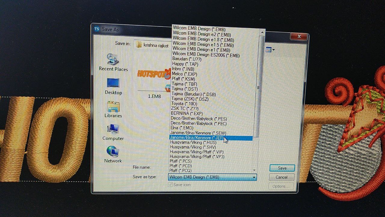 how to change embroidery design format EMB to DST, PES and JEF ...